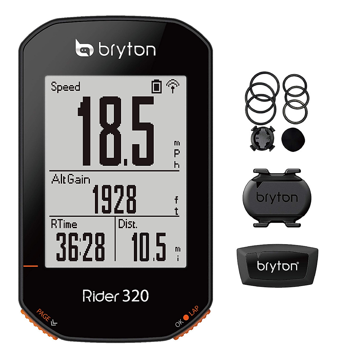 Bryton Rider 320T GPS Bike/Cycling Computer, Sensor Bundle. 5 Satellite Systems Support. 35hrs Long Battery Life. Support ANT+/BLE Speed, Cadence, heartrate Monitor sensors, ANT+ Power Meter.