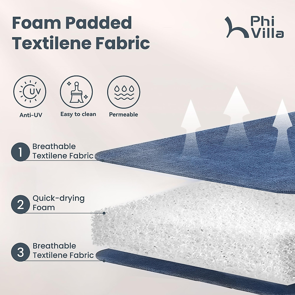 PHI VILLA 9 Piece Outdoor Patio Dining Set, 8 Swivel Outdoor Padded Chairs and 1 Extendable Large Patio Table, Outdoor Furniture Table and Chair Set for 6-8 Person (Blue)