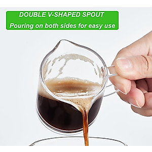 Espresso Cups Set of 2, 4 OZ Double Spouts Cups, Espresso Shot Glasses, Milk Cup with Handle, Clear Glass, Espresso Accessories for Espresso Machine