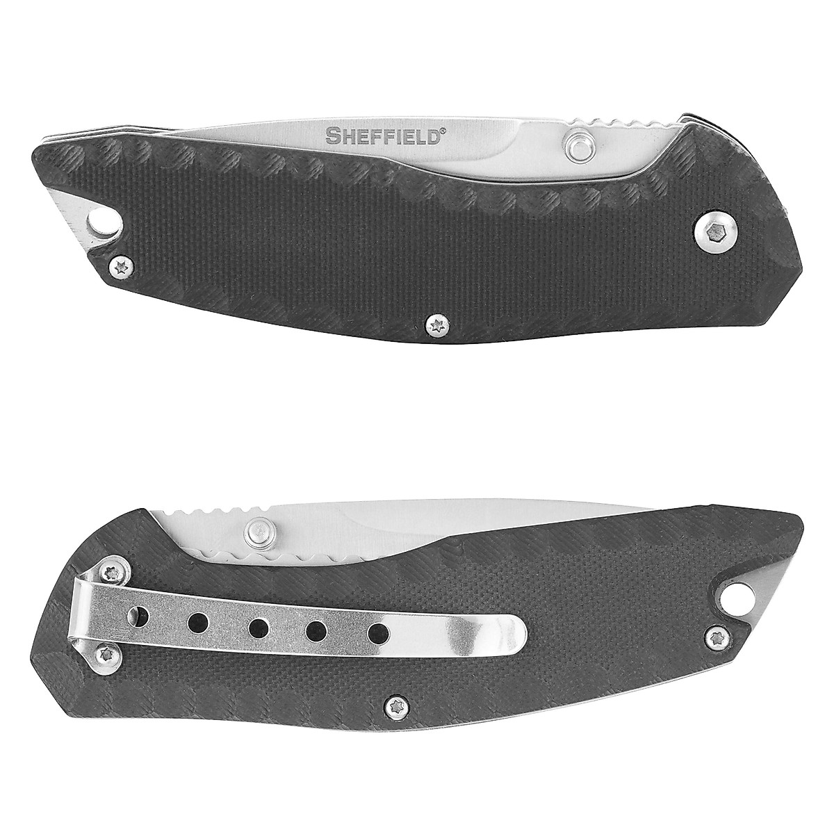 Sheffield 12166 Shiloh Assisted Open Knife, 3.5 Inch Blade Tactical Knife, EDC Knife for Survival Gear, Tactical Gear, Self Defense, Drop Point Blade, G10 Handle