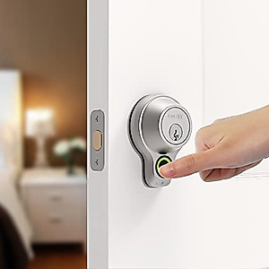 Lockly Flex Touch, Bluetooth Smart Door Lock, Keyless Entry Door Lock, 3D Biometric Fingerprint Deadbolt, Auto Lock, Monitoring Alert (Satin Nickel)
