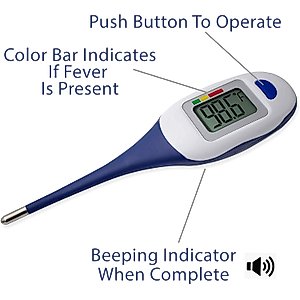 Apex Large Face LCD Fast Read Digital Thermometer for Adults and Children - Instant Read Thermometer for Fever Detection with Quick 10 Second Read Time (Packaging May Vary) (Pack of 2)