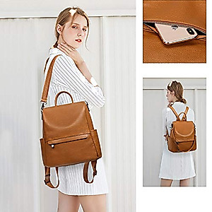 S-ZONE Women Genuine Leather Backpack Purse Anti-theft Travel Rucksack Convertible Shoulder Bag Medium