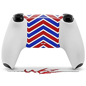 WraptorSkinz Skin Wrap compatible with Sony PS5 DualSense Controller Zig Zag Red White and Blue (CONTROLLER NOT INCLUDED)