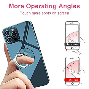 4 Pcs KutumyQC Cell Phone Ring Holder Stand Diamond Transparent Finger Grip Clear 360° Degree Rotation Kickstand Compatible iPhones and All Phones (Silver Pink Blue Aquamarine)