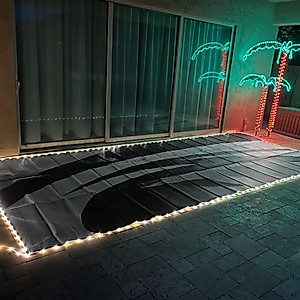 Stylish Camping L158181WL 8-feet by 18-feet LED Illuminated Patio Mat - Outdoor Patio Black/White RV Camping Mat