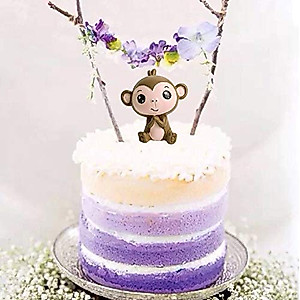 Ercadio 1 Pack Resin Monkey Cake Topper Little 3D Figurine Doll Jungle Animal Themed Baby Shower Kids Birthday Party Cake Decorations