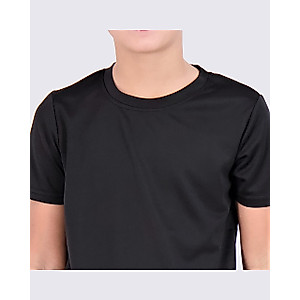 5 Pack: Boys Mesh Short Sleeve Shirts Crew Neck Boy Shirt T-Shirt Tshirt Tops Tees Girls Youth Teen Active Wear Athletic Quick Dry Basketball Gym Sport Undershirt Tee Soccer Top -Set 5,Large 12-14