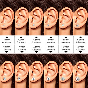 Moissanite Halo Earrings Screw Back 4.0CT 8MM*2 18K White Gold Plated 925 Sterling Silver Lab Round Cut Brilliant D Color VVS1 Clarity Moissanite Diamond Stud Earrings for Women Men