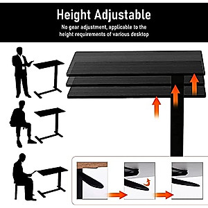 Erinaik Adjustable Height Overbed Table, Large Medical Bedside Desk with Hidden Casters, 31.5" L x 15.7" W, Mobile Tray Table for Hospital, Office, Home, Study Use