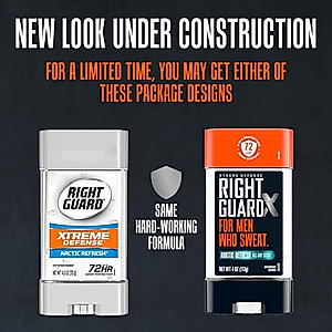 Right Guard Xtreme Defense Antiperspirant & Deodorant Gel | 5-in-1 Protection For Men | Blocks Sweat 2X Longer | 72-Hour Odor Control | Arctic Refresh Scent, 4 oz. (4 count)