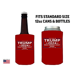 Rogue River Tactical Trump Red Make America Great Again MAGA Flag Neoprene Collapsible Beer Can Bottle Beverage Cooler Sleeves 2 Pack
