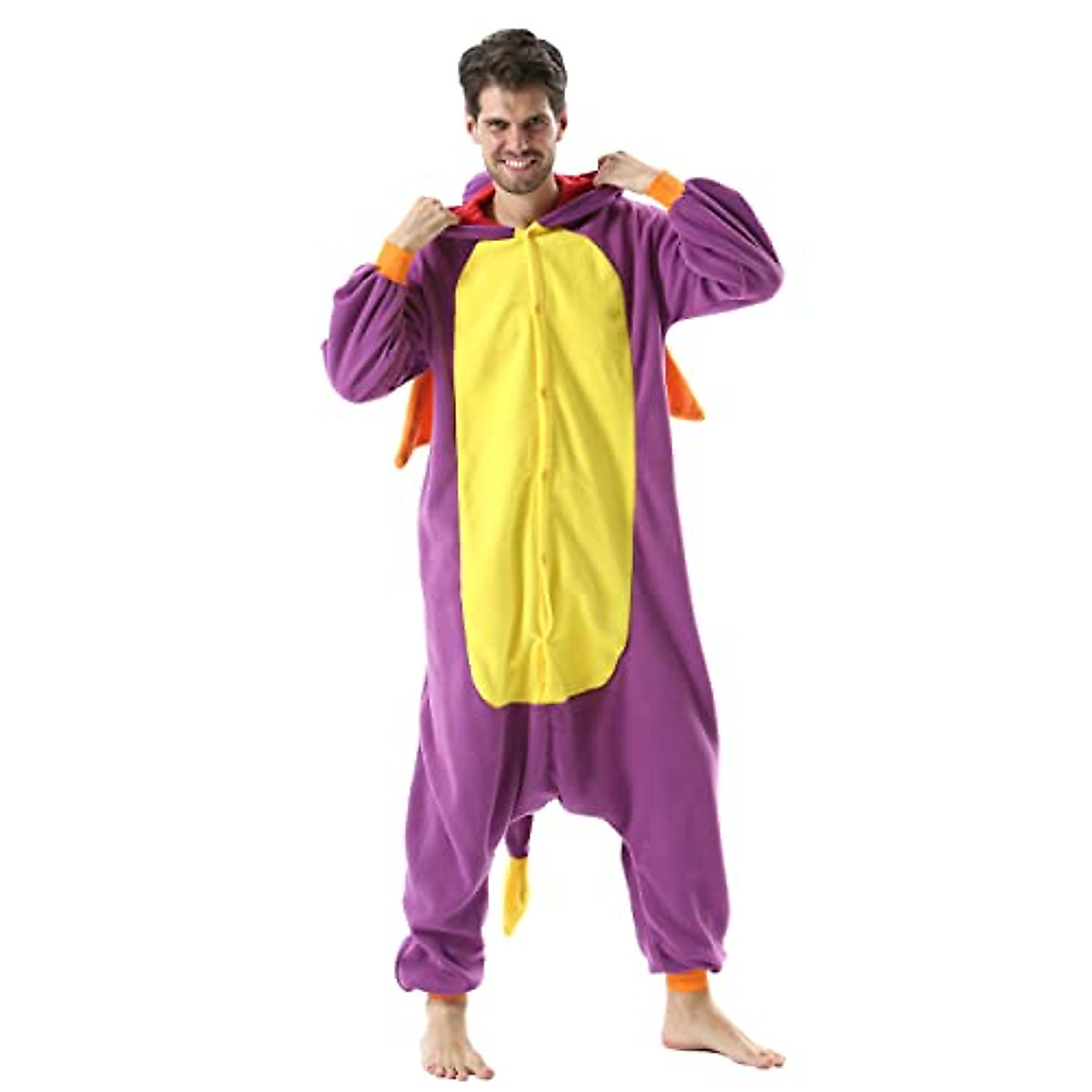 SAMGU Adult Dragon Onesie, Halloween Cosplay Costume, Cartoon One Piece Pajamas Homewear for Women Men Large