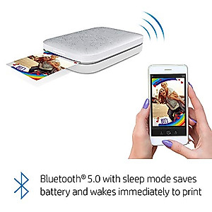 HP Sprocket Portable 2x3" Instant Color Photo Printer (Luna Pearl) Print Pictures on Zink Sticky-Backed Paper from your iOS & Android Device.