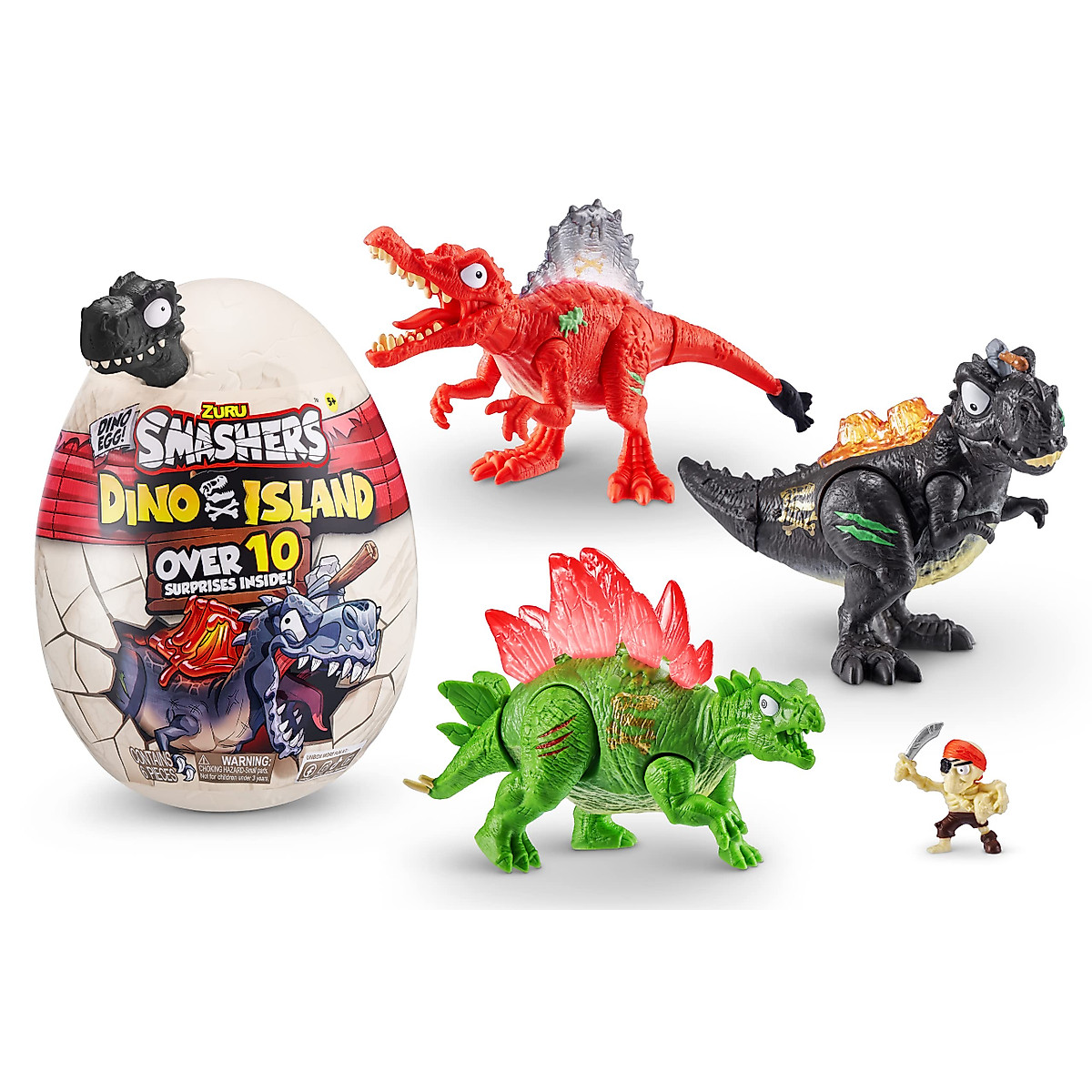 Smashers Dino Island Mini Egg T-Rex by ZURU Prehistoric Discovery Toy with 10 Surprises, Dinosaur Toys, Slime, Sand and More Age 5+