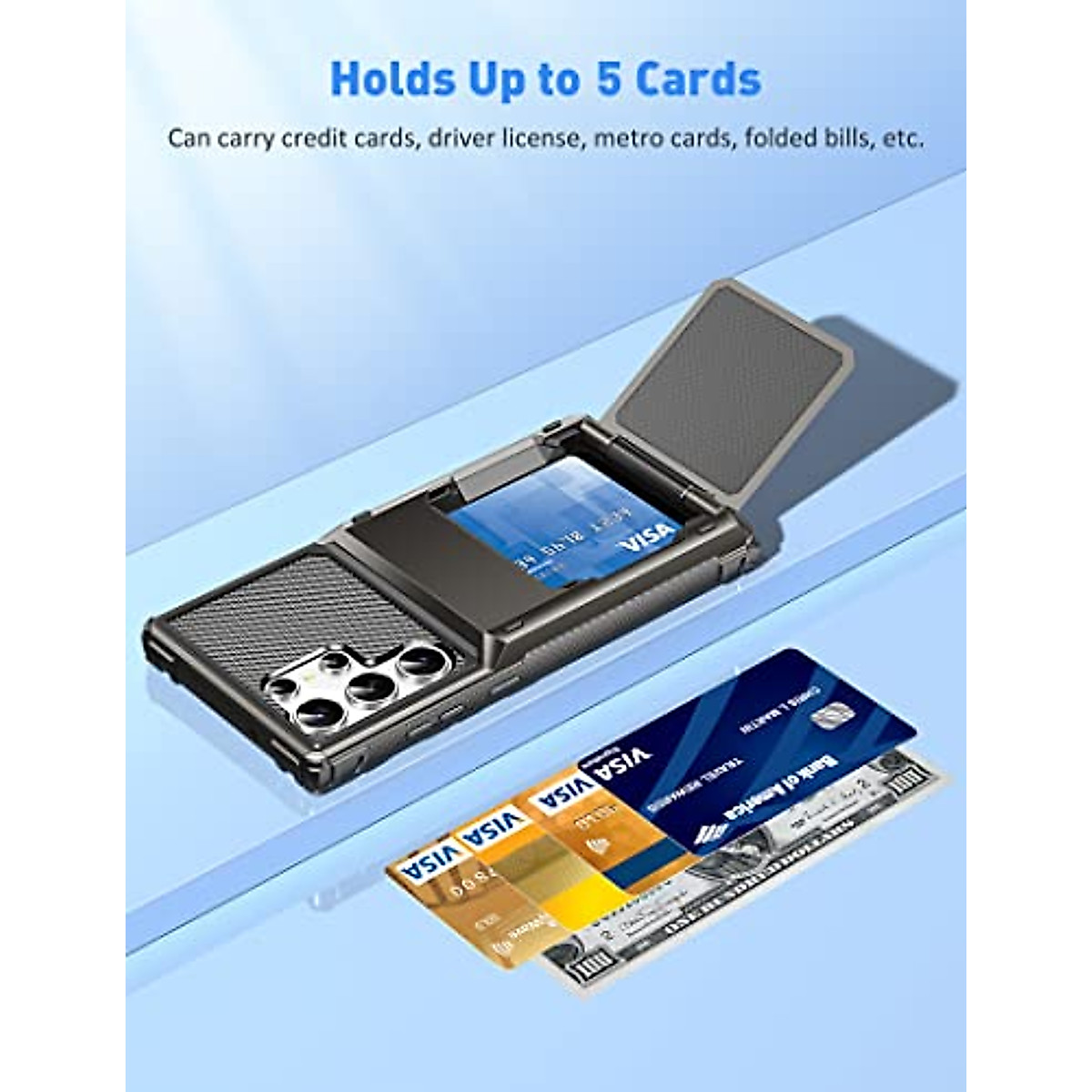 COOYA for Samsung S23 Ultra Case Wallet 5 Credit Card Holder ID Slot Flip Cover Galaxy S23 Ultra Wallet Case Back Pocket Protective Hard Rubber Bumper for Samsung Galaxy S23 Ultra 6.8 Bronze Gunmetal