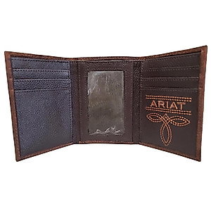 ARIAT Trifold Wallet Emboss Corner Logo Brown One Size
