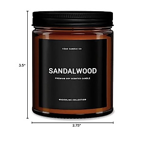 1OAK Scented Candles for Men - Sandalwood Candles - Mens Candles for Home - Masculine Candle - Soy Wax Scented Candles - Long Burning Candles Premium - Soy Wax