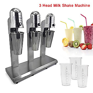 3 Head Milkshake Maker, 18000RPM Electric Milkshake Mixer, Commercial Milk Shake Blender Machine with 3x800ml Cup, Beverage Frother Mixer for Tea Milk Juice Portein Shakes