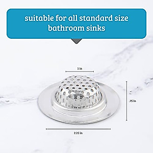 Bathroom Sink Strainer Basket - Rust Free Stainless Steel Lavatory Sink Drain Strainer - 2 Pack Shower Drain Hair Catcher 2.25 Inch Diameter for Utility, Laundry, RV Small Kitchen Sink Drains
