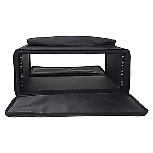 Sound Town Portable 4U Rack Bag, Soft Rack Case with 14" Rackable Depth, Plywood Rack Frame, Shoulder Strap, Accessory Pocket (STRB-416B)