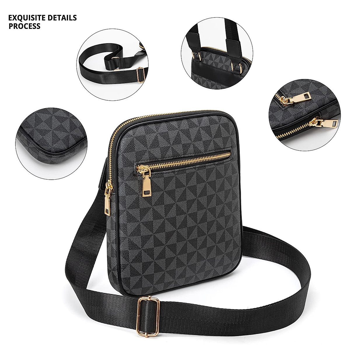 XIKIBEA Crossbody Bag for Mens, Men's commuter shoulder bag, Travel bag Work Business Small men's satchel (黑色)