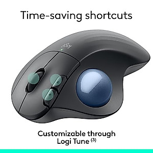 Logitech Ergo M575 Wireless Trackball for Business - Easy Thumb Control, Ergonomic Design, Secured Logi Bolt, Bluetooth, Globally Certified, Windows/Mac/Chrome/Linux - Graphite