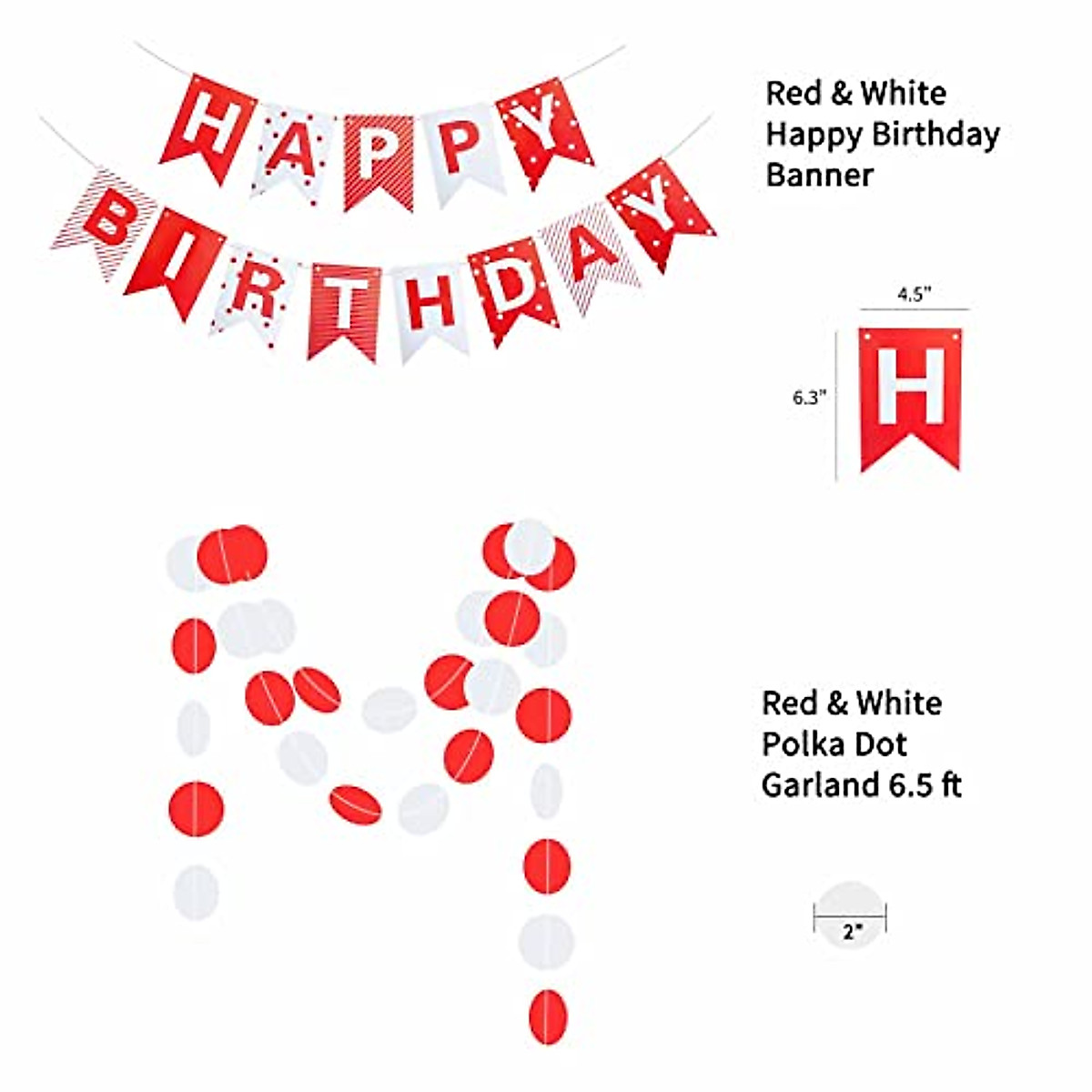 ANSOMO Red and White Happy Birthday Party Decorations with Banner 30 Pcs Balloons