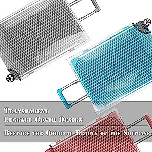 CYCFORCE Luggage Cover Set Clear PVC Luggage Cover & 2-in-one Luggage Strap Thickened Suitcase Cover 28 Inch Luggage Protector for Wheeled Suitcase (28-Inch)