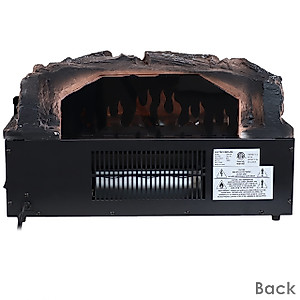 Sunnydaze Elegant Embers 20.25-Inch Faux Log Electric Fireplace Insert Heater - 110V -Remote Control Included
