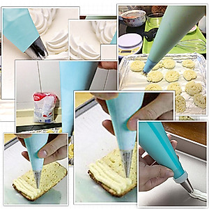 Weetiee D Silicone Pastry 3 Sizes Reusable Piping Baking Cookie Cake Decorating Bags (12’’+14’’+16’’)-6 Pack-Bonus 6 Icing Couplers