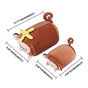 Achwishap Monkey Stuffed Animals,Monkey Plush Toy Hugging Pillow,Squishy Monkey Plush Pillow,Soft Fluffy Monkey Throw Plushie Doll,Unique Plushies Monkey for Kids Adults Bedtime Gifts(9.05”Brown)