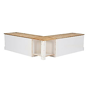 Linon Natural and White 2 Tone Backless Corner Breakfast, Table is NOT Included Harris Nook