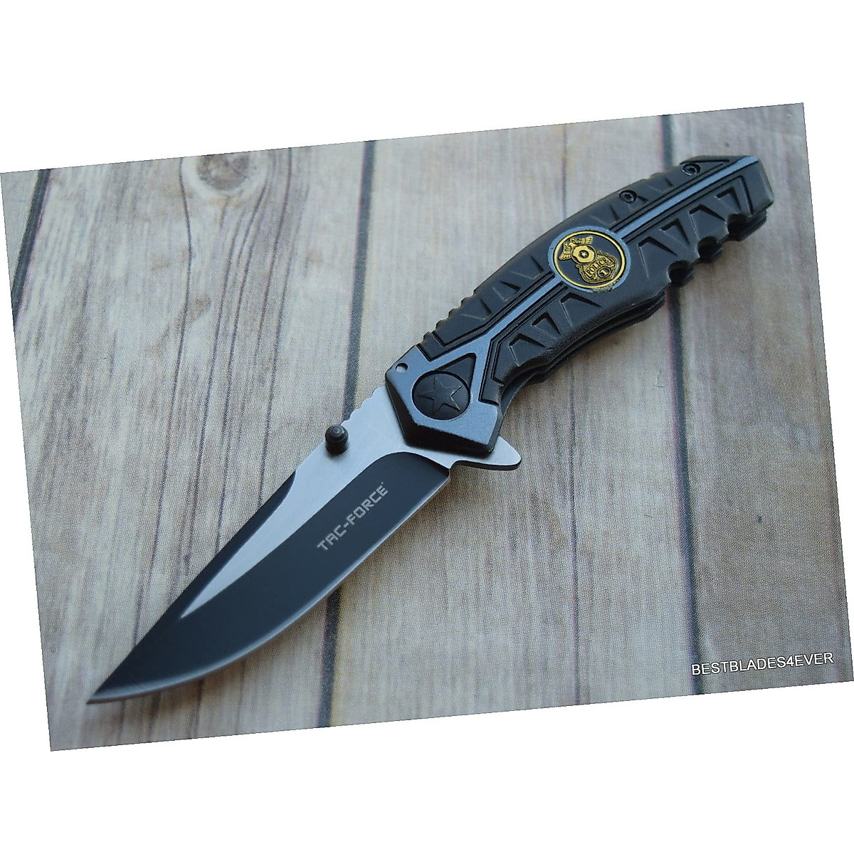 8 Inch Police Stainless Steel Open Folding Pocket Knife With Clip Outdoor Survival Hunting Knife by Survival Steel