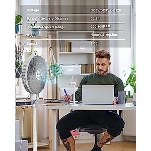 EVYON Standing Fan,15db Quiet Oscillating Fans for Indoors with Remote Controller, Negative Ion 12.8" DC Motor Economized Stand Up Fan Pedestal Fan, 36 Speeds 12H Timer 3 Modes Floor Fans for Home