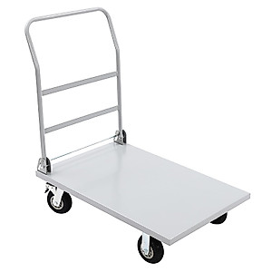 2000 LBS Heavy Duty Platform Cart Industrial Dolly Cart Hand Truck, 36" x 24" Platform Truck Flat Cart Push Cart Dolly with Foldable Handle for Groceries, Warehouse (36" x 24" Sliver)
