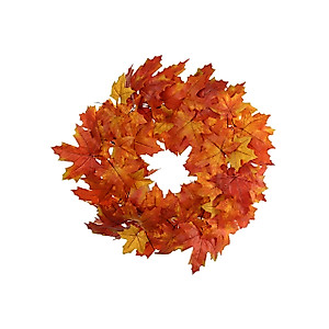 Larksilk 24" Multi-Colored Maple Leaf Wreath - Silk Leaves, Lifelike Design, Fall Front Door Decor for Thanksgiving & Autumn Home or Office.