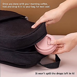 HOGOWARE travel coffee mug collapsible cup insulated tumbler smoothie with lid silicone reusable to go foldable silicon folding hot cold tea water - Large (Army Green)