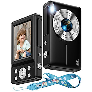Kids Digital Camera with Lanyard, 1080P Digital Point and Shoot Camera 44MP Vlogging Camera, Anti-Shake with 16X Zoom, Small Camera for Students
