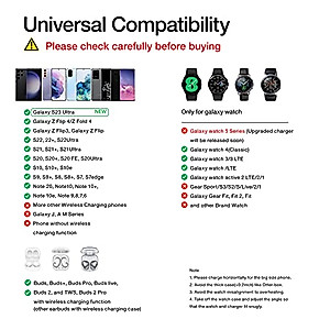 Wireless Charging Station for Samsung, Earteana 3 in 1 Qi Certified Charger/Stand for Samsung Galaxy S23/S22/S21/S20/Note20/10, Galaxy Watch4/Classic/3/1/Active 2/1, Buds+/Live with Adapter (Black)