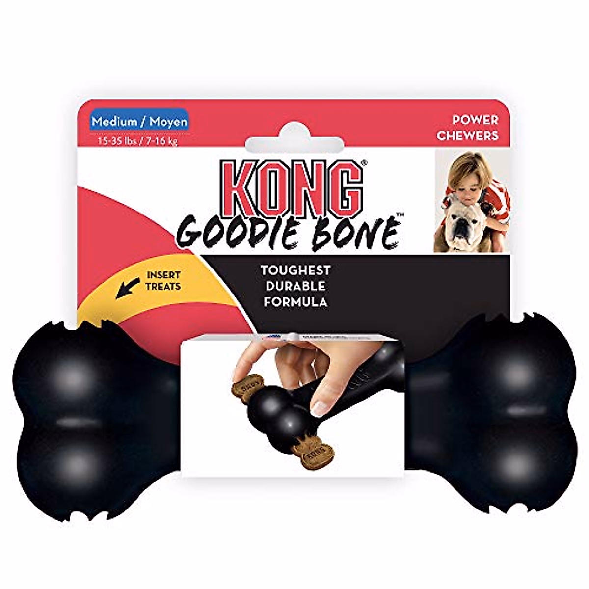 KONG Extreme Goodie Bone for Power Chewers - Dog Chew Bone & Treat Dispensing Toy - for Medium Dogs