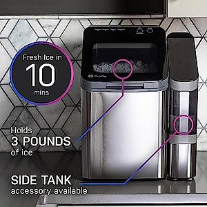 GE Profile Opal 1.0 Nugget Ice Maker| Countertop Pebble Ice Maker | Portable Ice Machine Makes up to 34 lbs. of Ice Per Day | Stainless Steel Finish