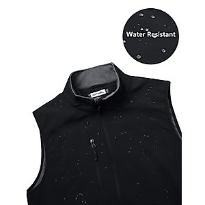 fit space Men's Lightweight Vest Softshell Sleeveless Windproof Jacket with Zipper Pocket Cycling Travel Hiking Running Golf (Black,Small)