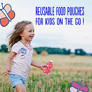 Squooshi Reusable Baby Food Pouches - 10 Pack - Baby Food Storage - Pouches Toddler - Refillable Squeeze Pouch for Kids (Robots/Bikes))