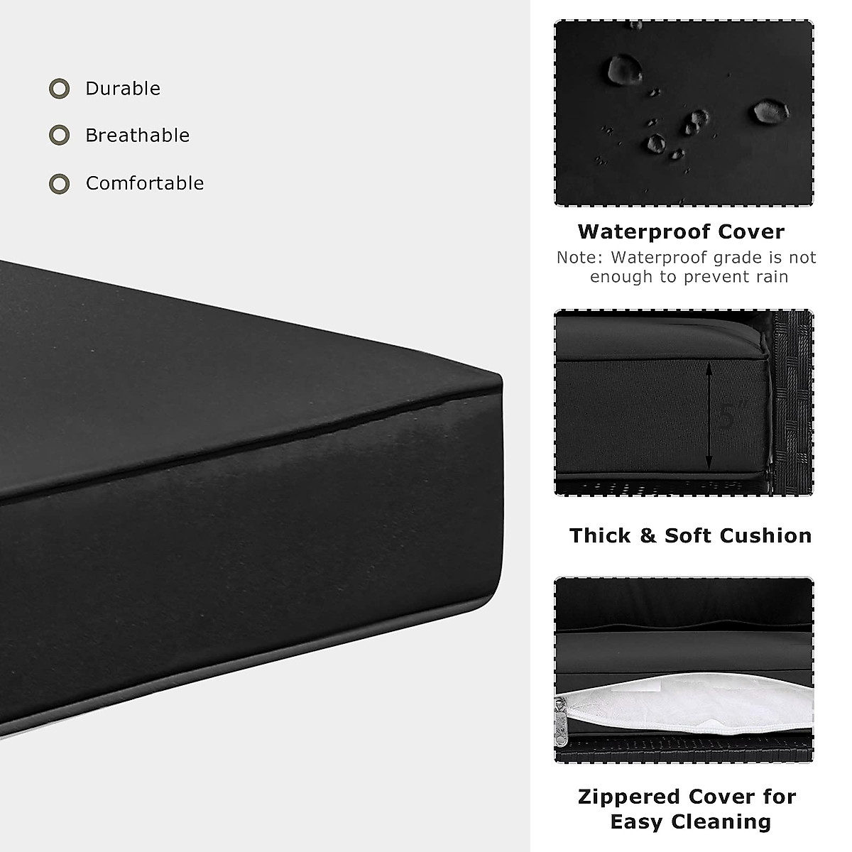 Tangkula Wicker Rocking Chair, Outdoor Glider Rattan Rocker Chair with Heavy-Duty Steel Frame, Patio Wicker Furniture Seat with 5” Thick Cushion for Garden, Porch, Backyard, Poolside (1, Black)