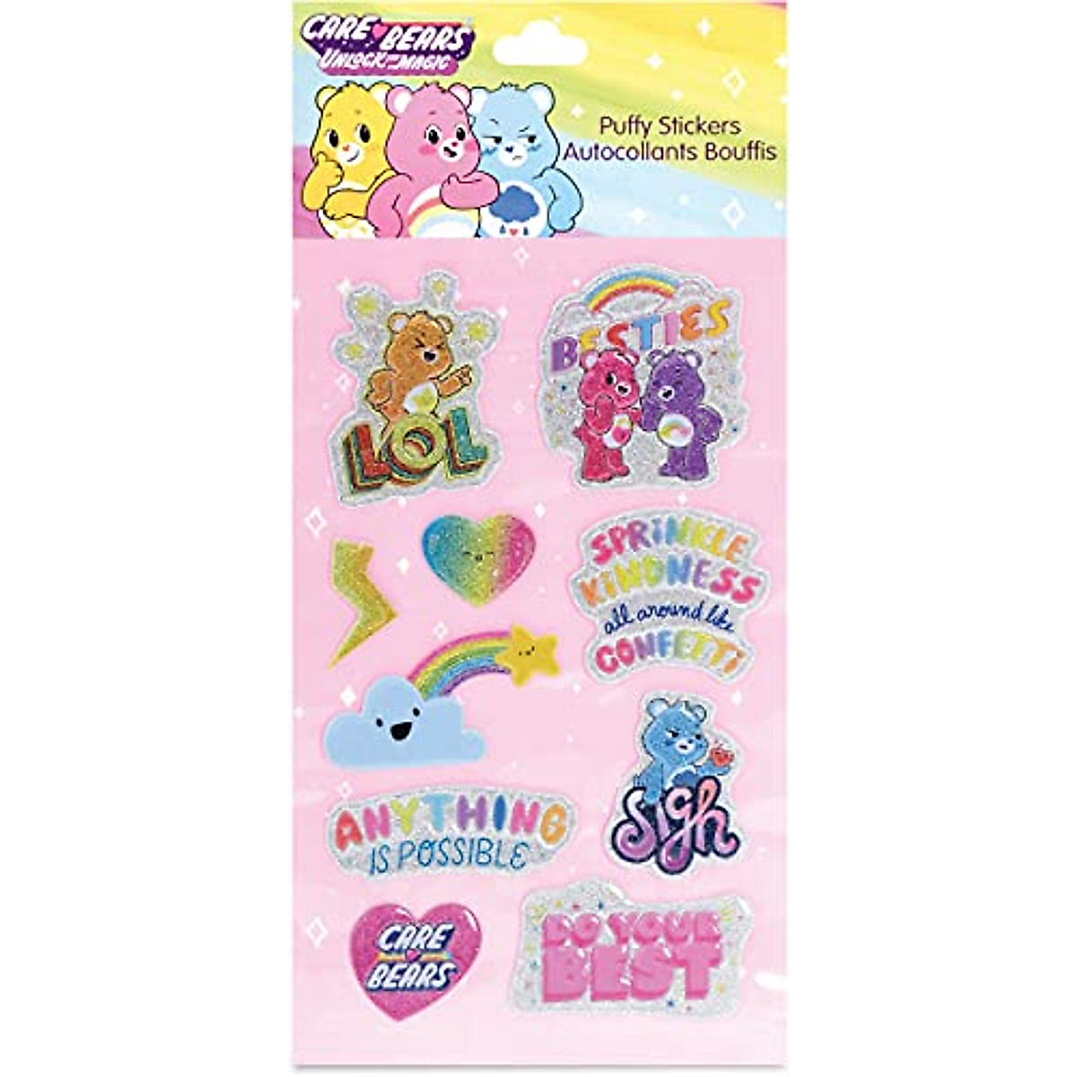 iscream Care Bears Besties Puffy Glitter Accent 10-Piece Sticker Sheet