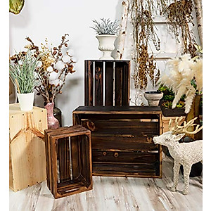 EZDC Set of 3 Nesting Wooden Crates, 16 x 12” Wall Mounted Wooden Basket, Storage Crates, Wooden Crate Box for Storage, Display Risers, Decoration