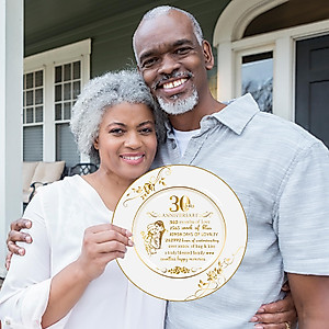 SHUNNIUB 30th Anniversary Plate, Meaningful Pearl Anniversary Wedding Gifts for Couple Parents to Celebrate 30th Wedding Anniversary, 9" x 9"