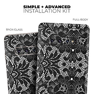 DesignSkinz Black and White Lace Pattern V108 Protective Vinyl Decal Wrap Skin Cover Compatible with The Samsung Galaxy S20 (Screen Trim & Back Glass Skin)