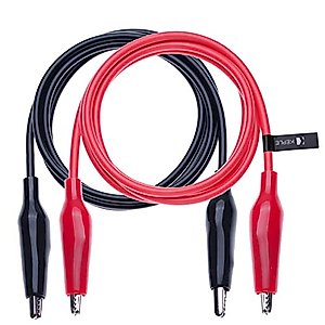 Crocodile Clips Electrical Insulated Wire Multimeter Test Leads Set Alligator Clip Clamps Double Ended Voltage Tester Cable (0.5 Meter/Red & Black)